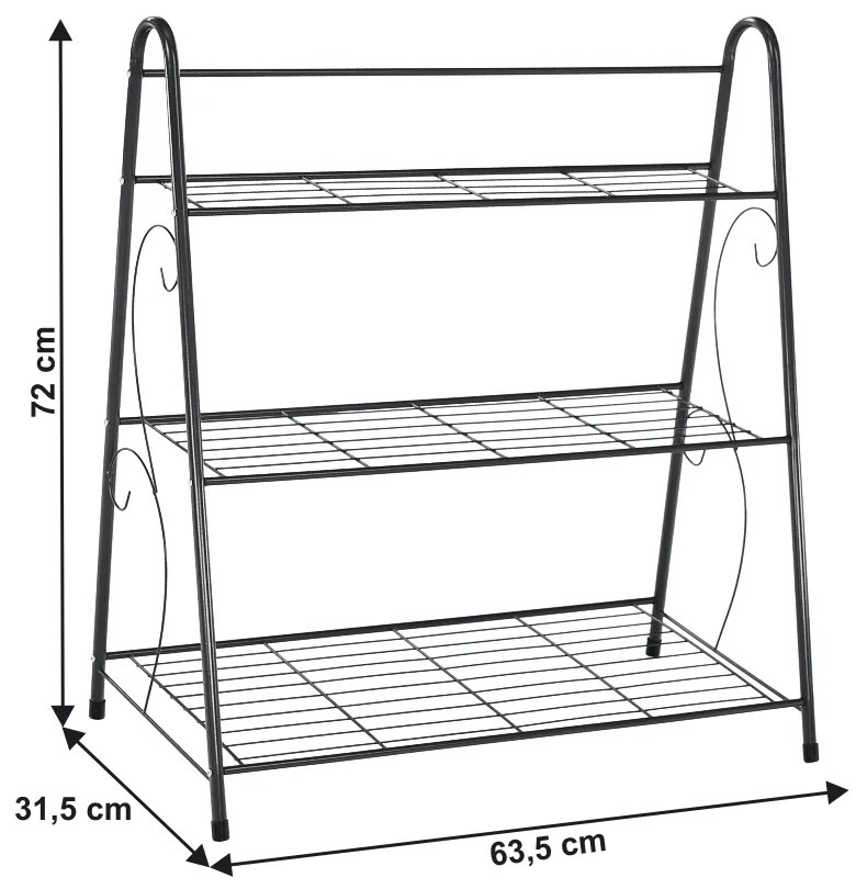 Kondela Regál, 3-policový, tmavě šedá, VERUMA