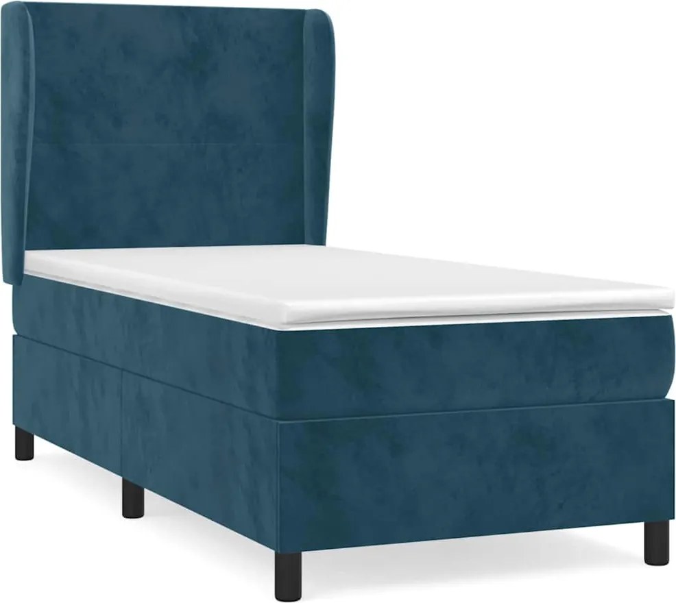 Box spring postel s matrací tmavě modrá 90x190 cm samet 3129067