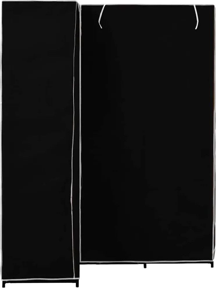 Rohová šatní skříň černá 130 x 87 x 169 cm 282449