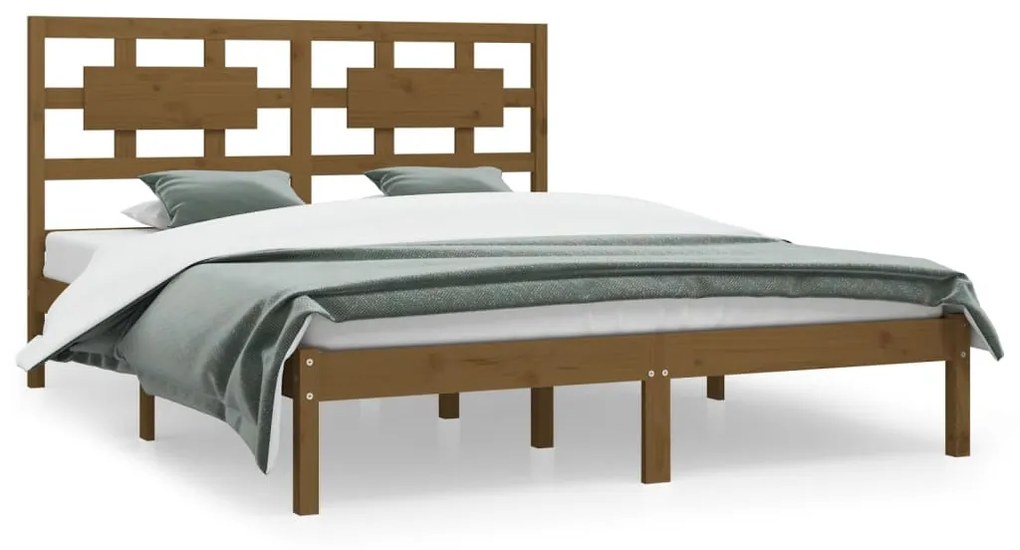 Rám postele medově hnědý masivní borovice 200 x 200 cm,  3107376