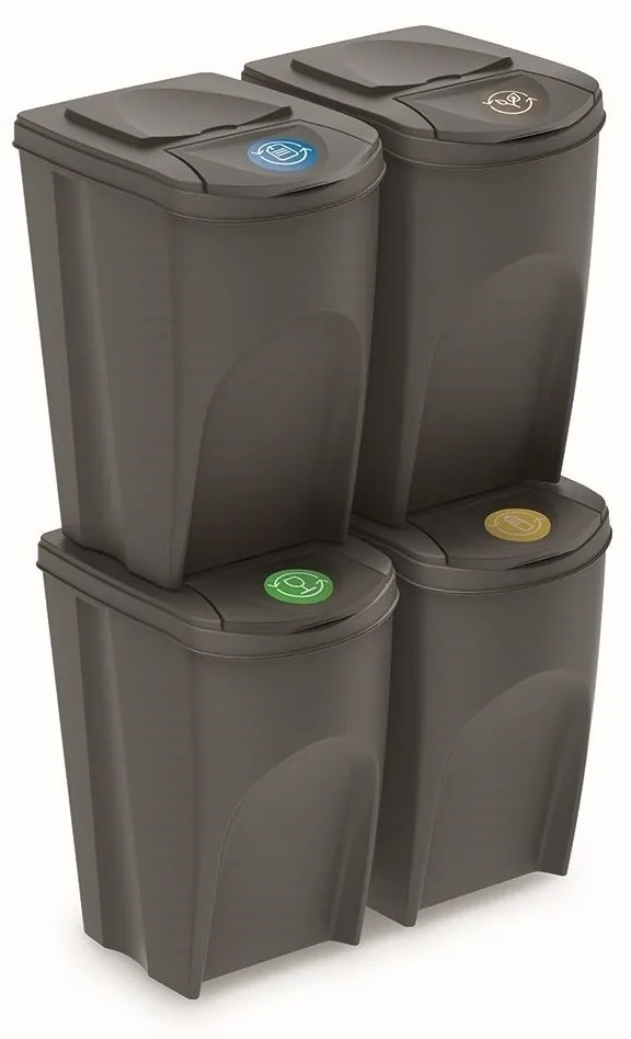 PROSPERPLAST Sada odpadkových košů SORTIBOX, 4x35l