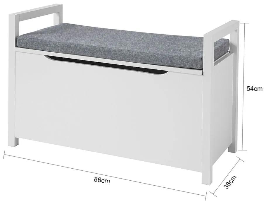 Sobuy FSR76-W Hrudní lavice se sedákem Lavička s úložným prostorem Truhla na boty Bílá 86x54x38cm
