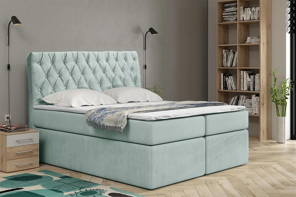Eka Kontinentální čalouněná postel Luxurious - Cassablanca (200x200 cm) Barva látky Trinity: (2321) Světlá zelená