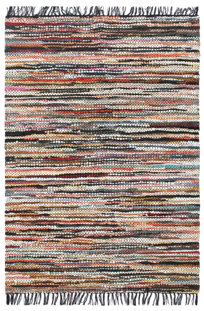 133977 vidaXL Ručně tkaný koberec Chindi kůže 80 x 160 cm vícebarevný