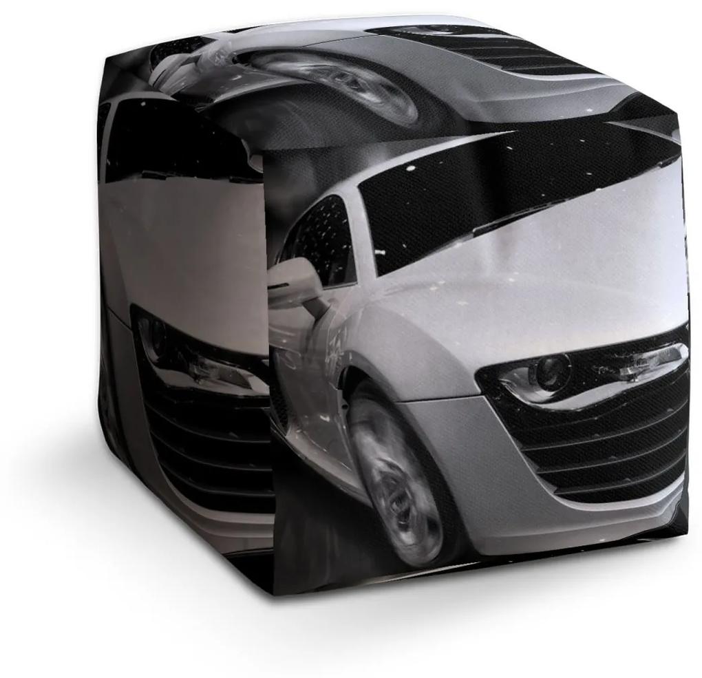 Sablio Taburet Cube Bílý sporťák: 40x40x40 cm