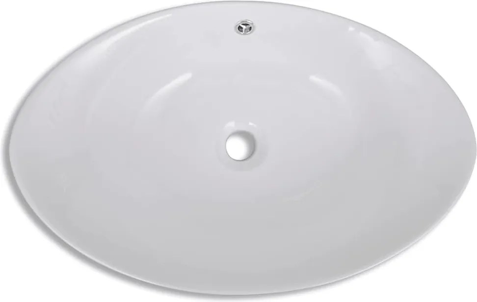 Luxusní keramické oválné umyvadlo s přepadem - 59 x 38,5 cm 140679