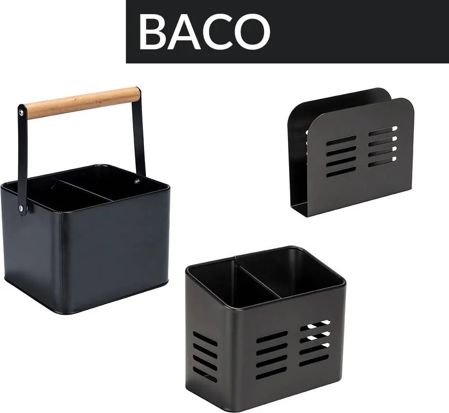 Odkapávač na příbory BACO, černý, WENKO