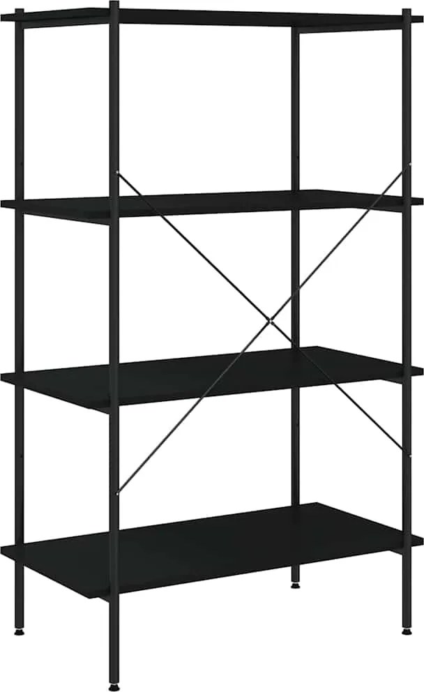 Policový regál se 4 policemi černý 80 x 40 x 130 cm 336343