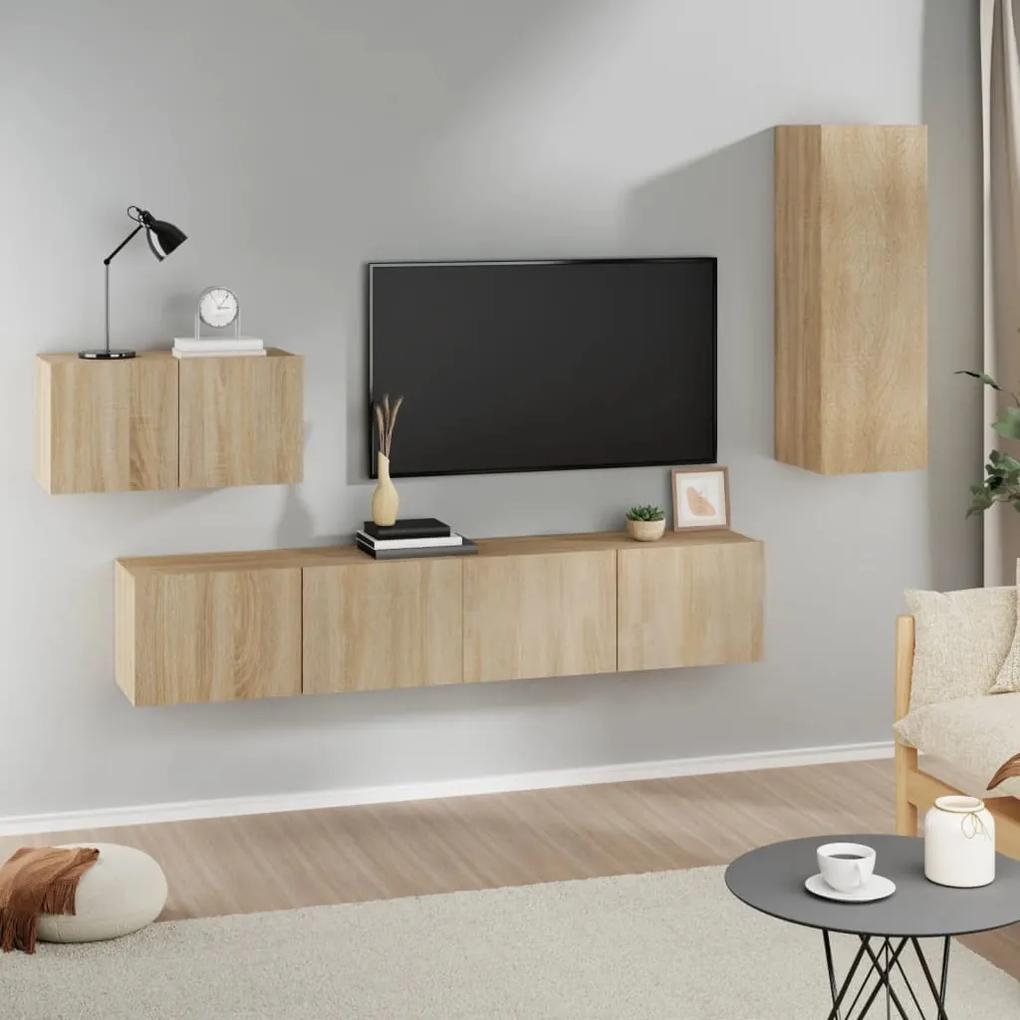 vidaXL 4dílný set TV skříněk kompozitní dřevo [3114340] Barva: Bílá