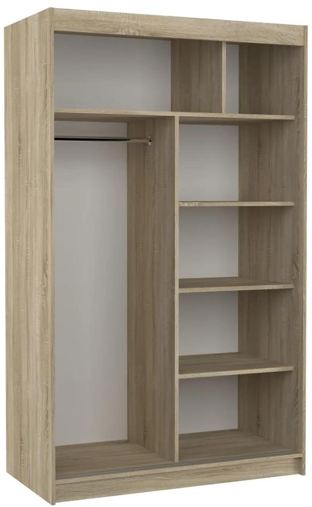 Šatní skříň s posuvnými dveřmi Nordic - 120 cm Barva: Bílá/dub Sonoma