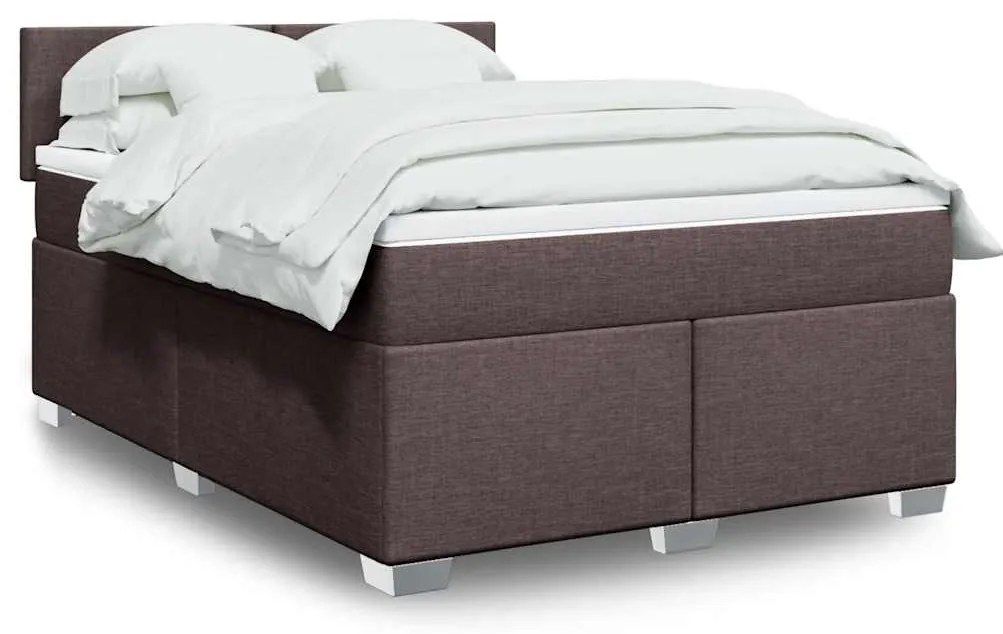 Box spring postel s matrací tmavě hnědá 140x190 cm textil 3285879