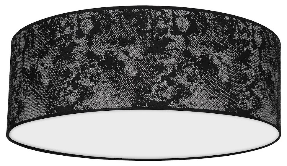 Stropní svítidlo Satino Round, 1x černé/stříbrné textilní stínítko, (bílé plexisklo), (fi 50 cm)