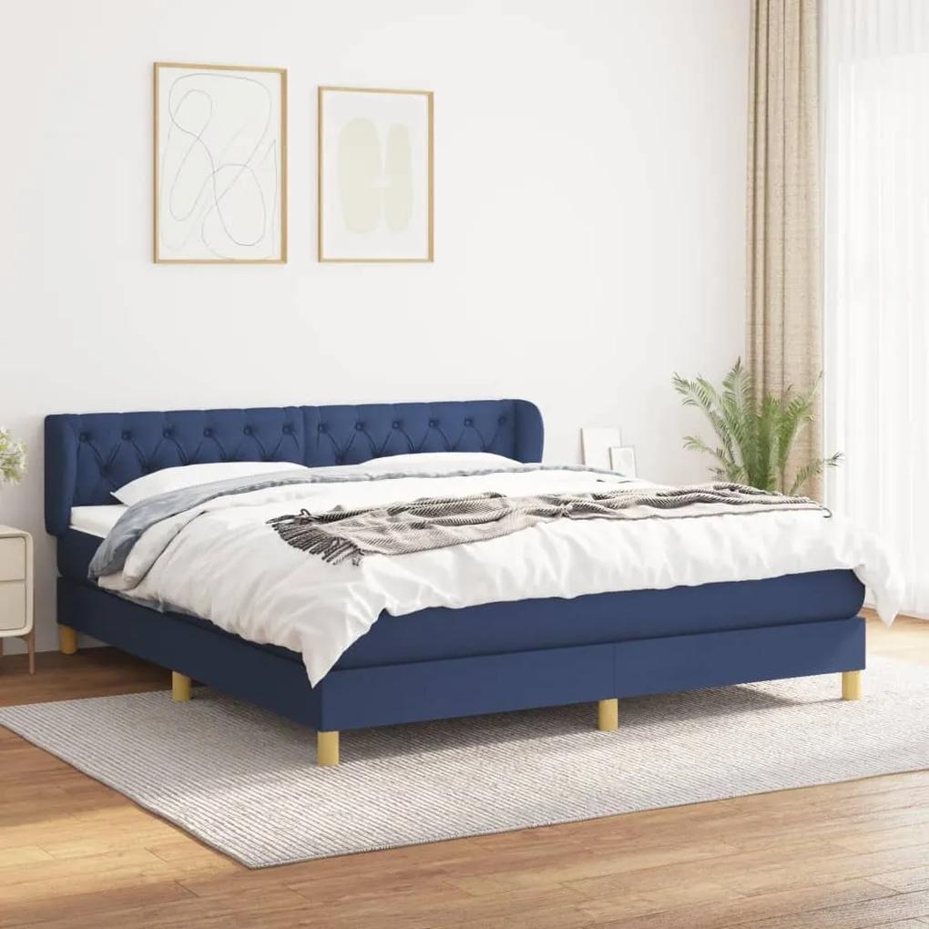 Box spring postel s matrací modrá 160x200 cm textil,  3127059