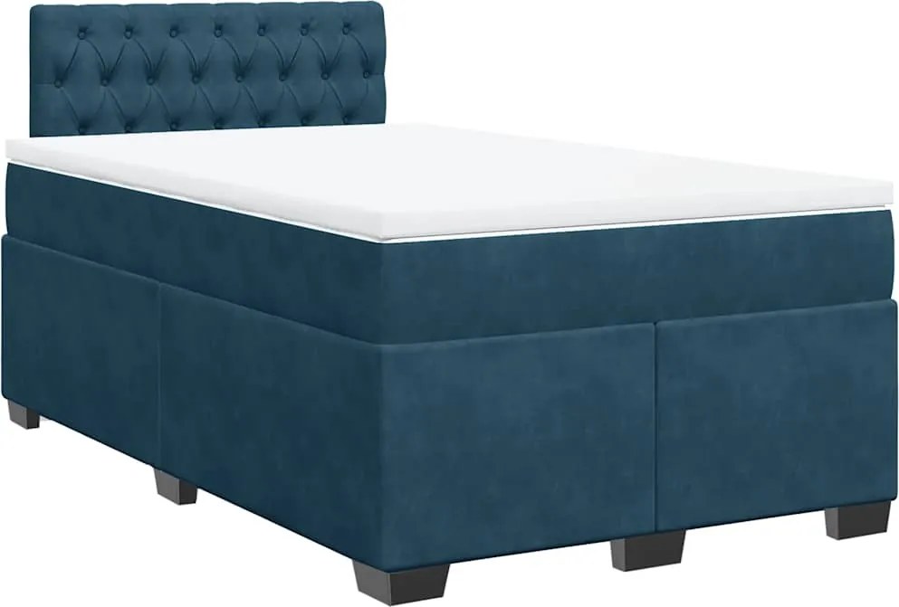 Box spring postel s matrací modrá 120 x 200 cm samet 3288592