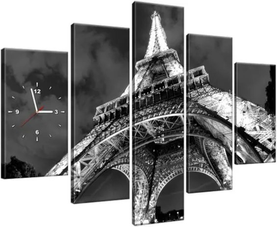 Tištěný obraz s hodinami Majestátní noční Eiffelova věž 150x105cm ZP524A_5H