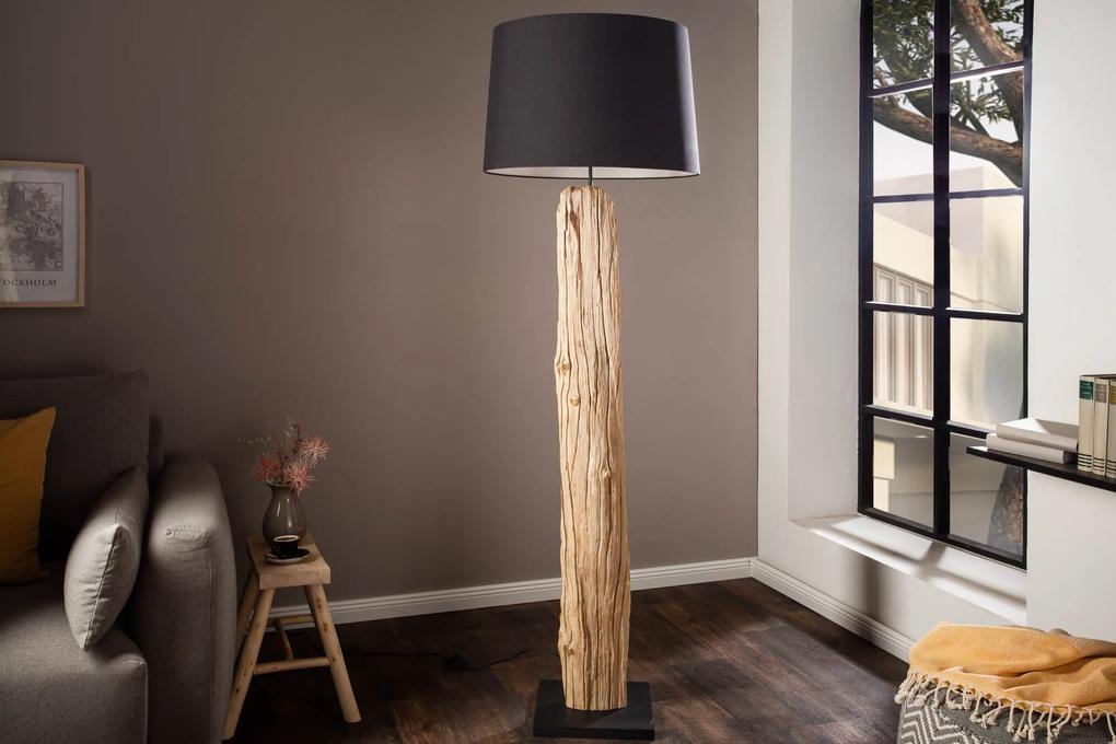 Invicta Interior Designová dřevěná stojací lampa přírodní - Leonis