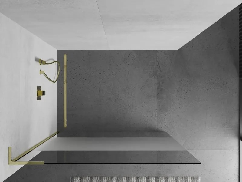Mexen Kioto L, sprchová zástěna Walk-In 100 x 200 cm, 8mm čiré sklo-námraza, zlatý lesklý profil, 800-100-103-50-35