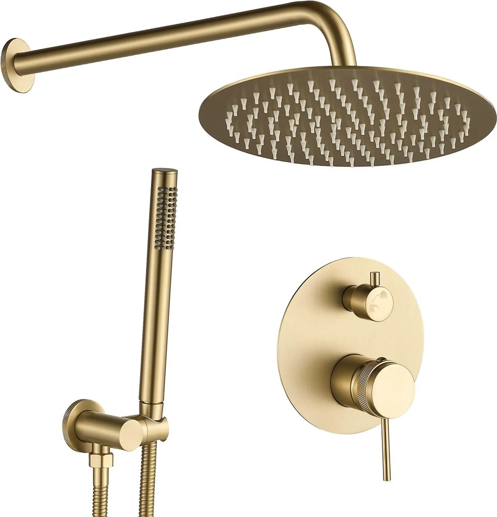 Rea Lungo Grip, podomítková sprchová souprava + BOX montážní systém, zlatá matná, REA-P8950