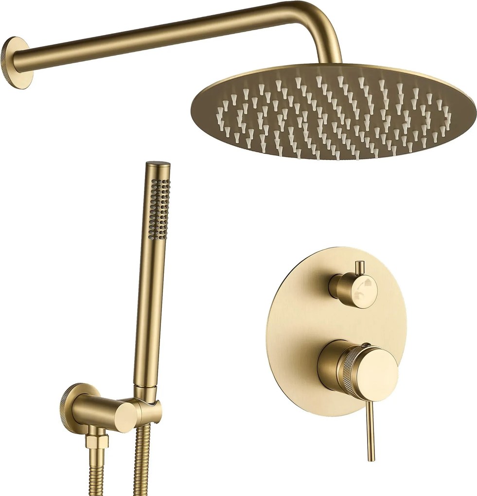 Rea Lungo Grip, podomítková sprchová souprava + BOX montážní systém, zlatá matná, REA-P8950