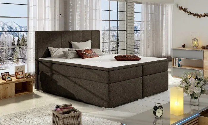 Postel Boxspring Bolero 180x200 cm, hnědá, s úložným prostorem