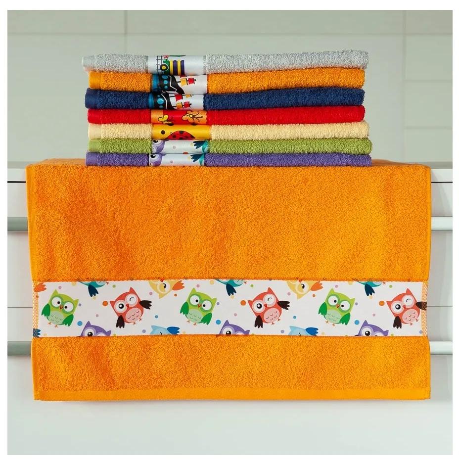 Veba ručník nora - sovičky oranžová 50x100