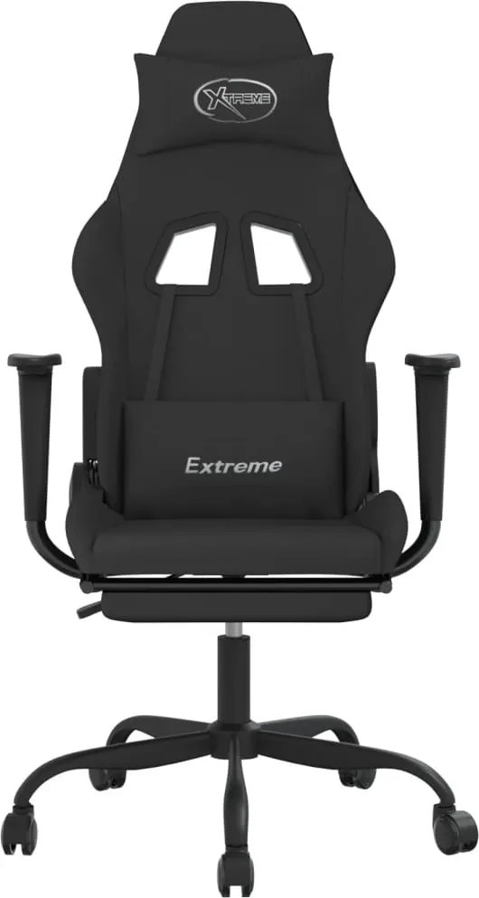vidaXL Herní židle s podnožkou textil [3143725] Barva: černá a světle šedá