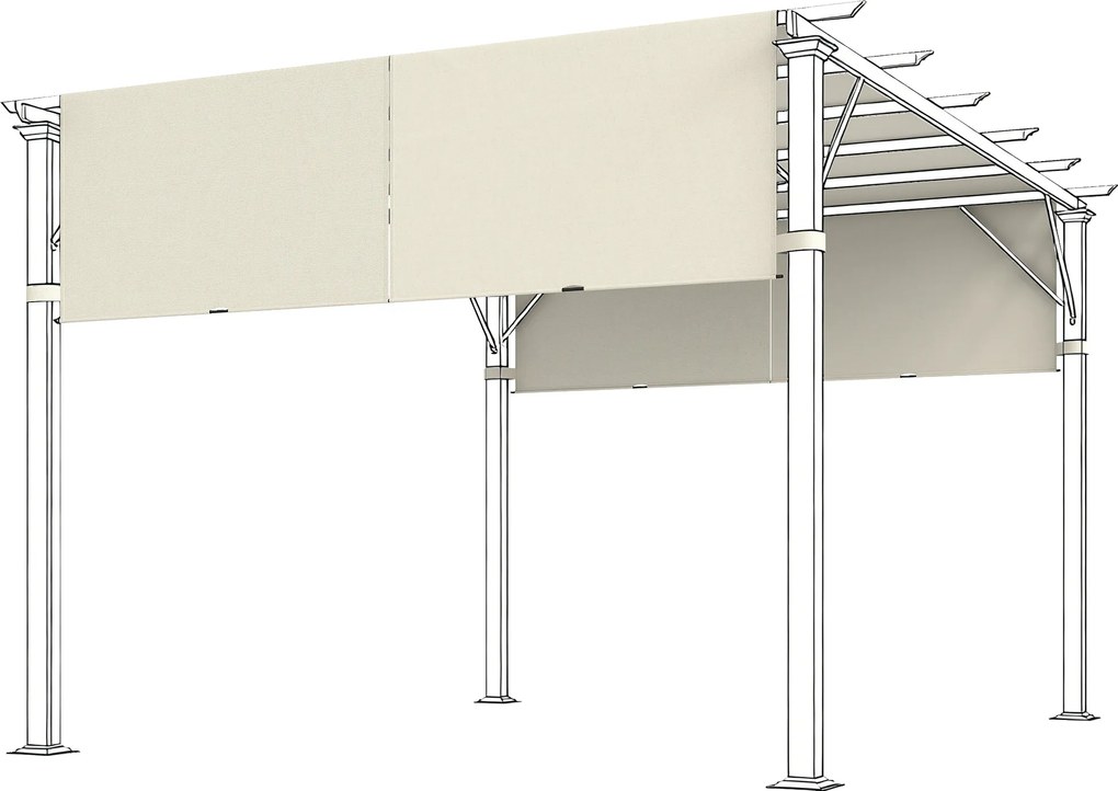 Náhradní střecha na pergolu s UV ochranou, markýza na zastřešení terasy pro pavilon 3 x 3 m, krémově bílá