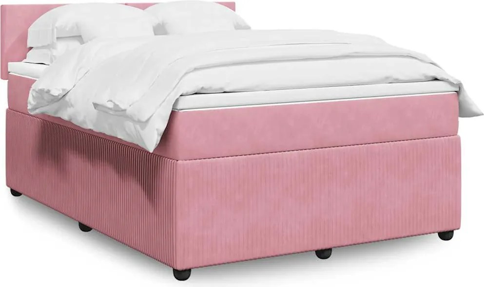 Box spring postel s matrací růžová 140x190 cm samet 3290033