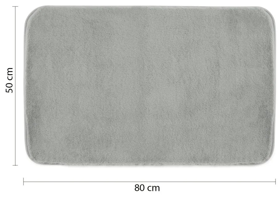 Gedy FUZZY koupelnová předložka, 50x80cm, 100% polyester, protiskluz, šedá 96FY508008