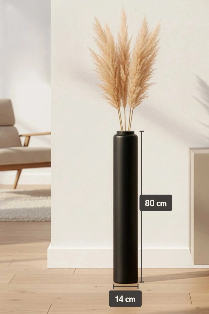 Váza DIRETO, sklolaminát, výška 80 cm, černý mat