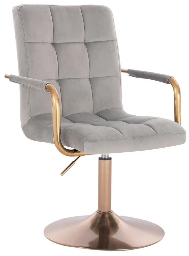 LuxuryForm DESIGN Otočná židle VERONA GOLD VELUR na zlatém talíři - světle šedá