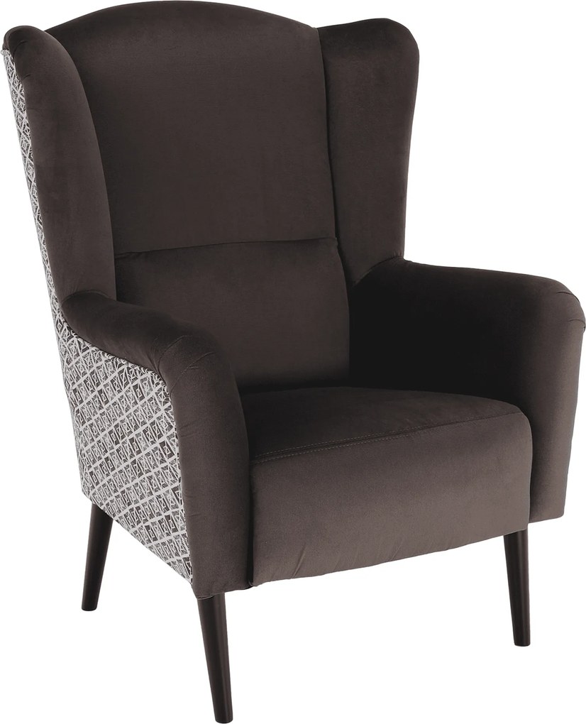 Designové křeslo, Velvet látka hnědá / vzor Terra, BELEK