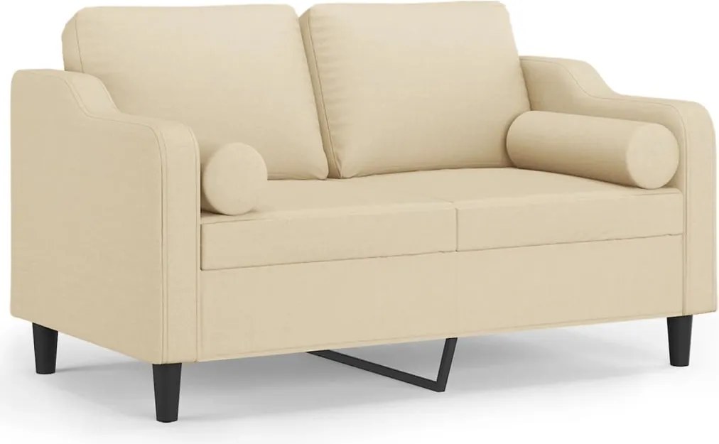 2místná pohovka s polštáři krémová 120 cm textil 3200839