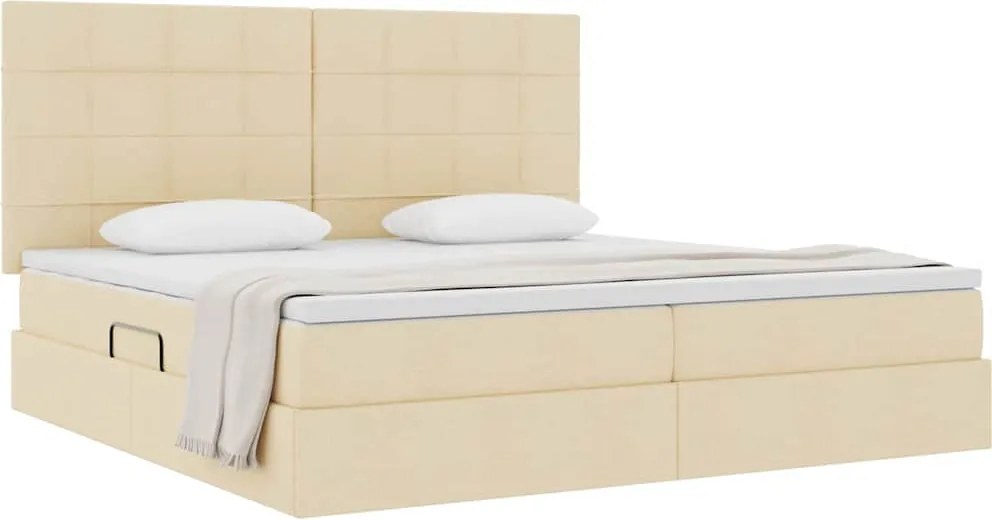 Postel s úložným prostorem a matrací Krémová 200 x 200 cm 3371806