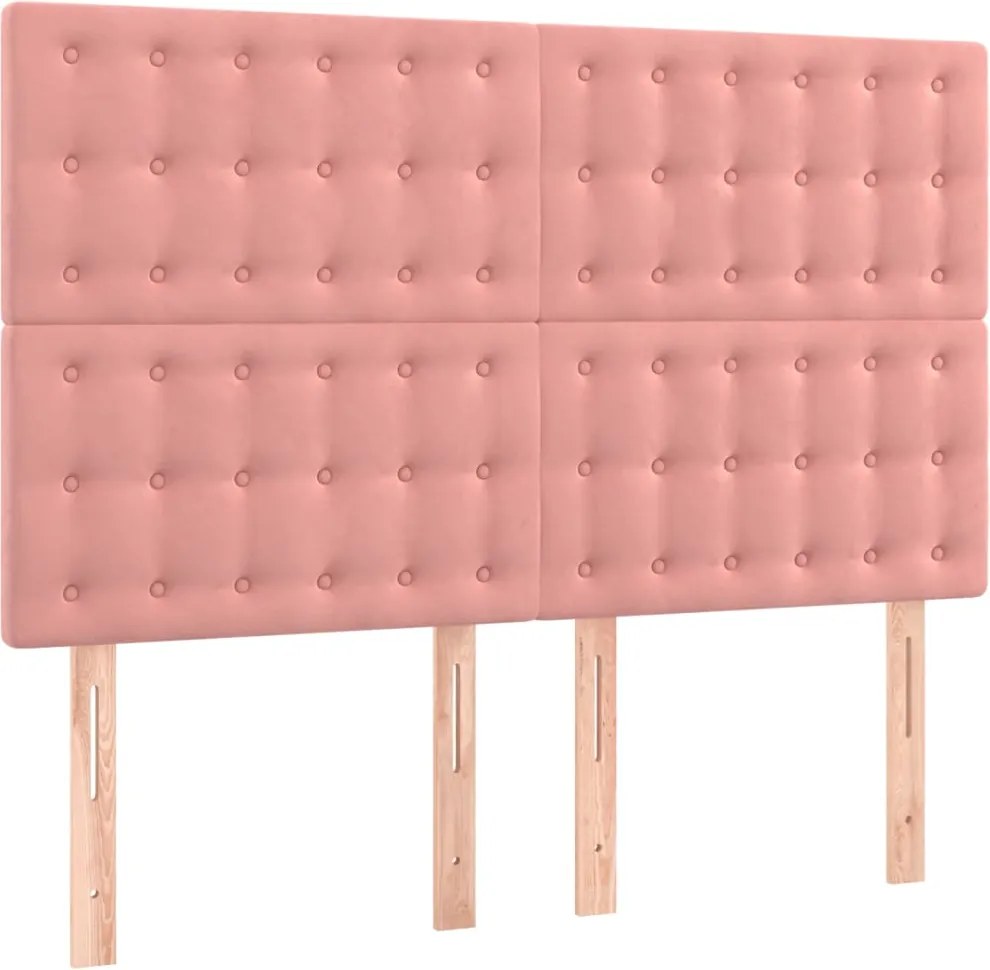 Box spring postel s matrací a LED růžová 140x190 cm samet 3136364