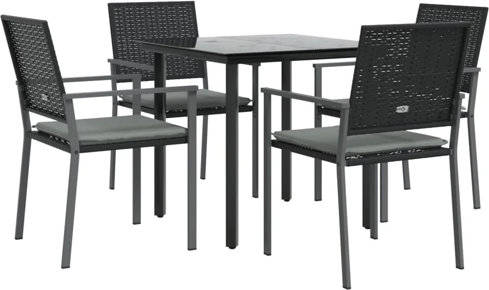 5dílný zahradní jídelní set s poduškami polyratan a ocel 3187018