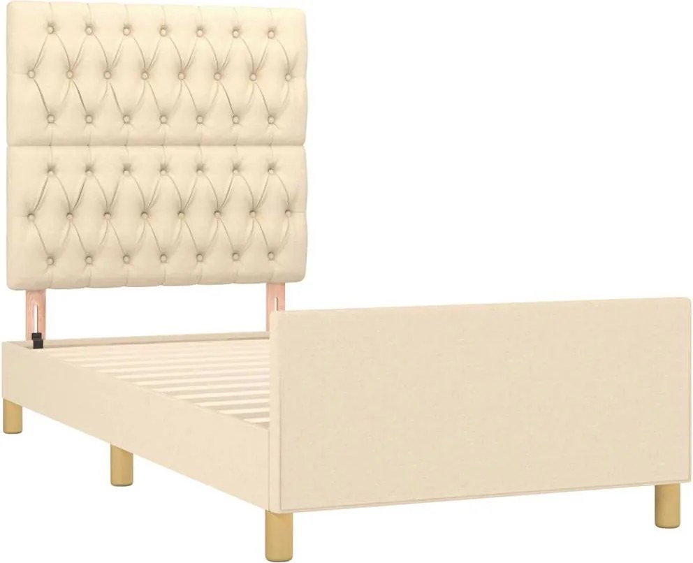 Rám postele bez matrací krémově 90x200 cm textil 3125273