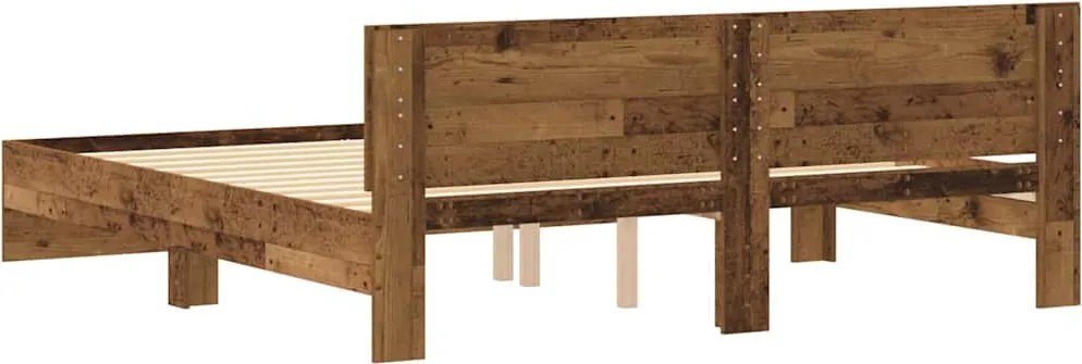 Rám postele s čelem s čelo Staré dřevo 203 x 185 x 70 cm 3378499