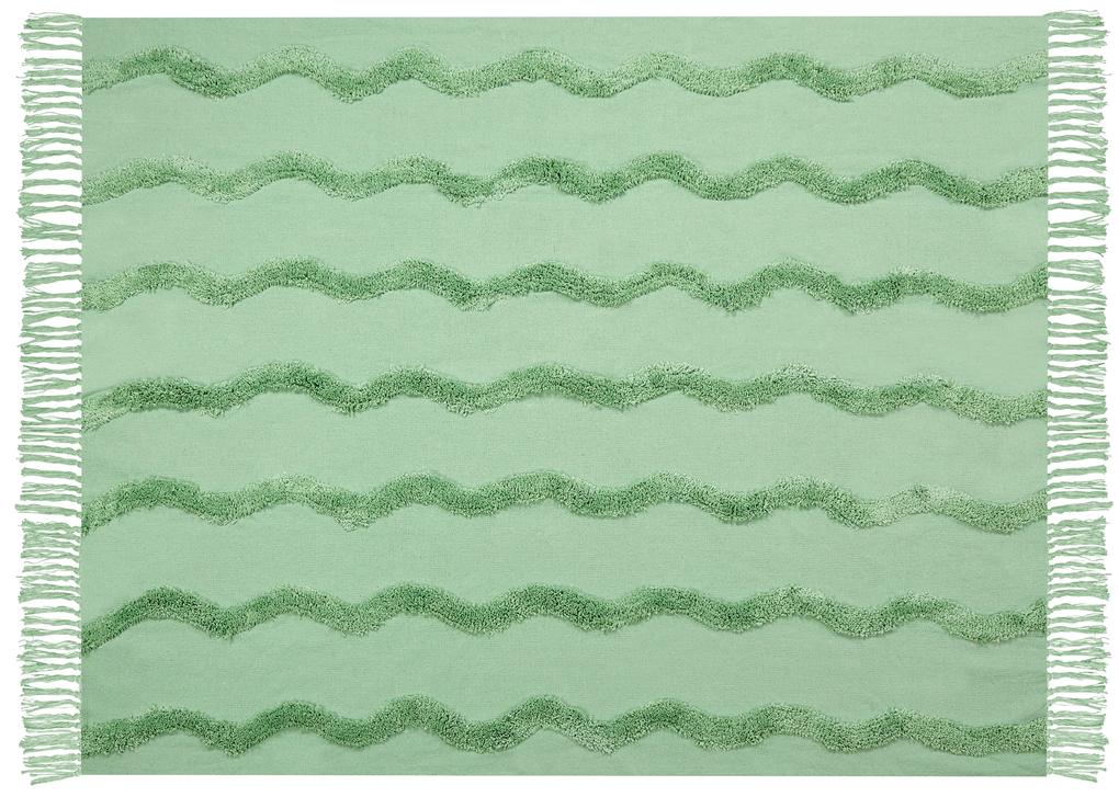 Bavlněná deka 125 x 150 cm zelená KHARI Beliani
