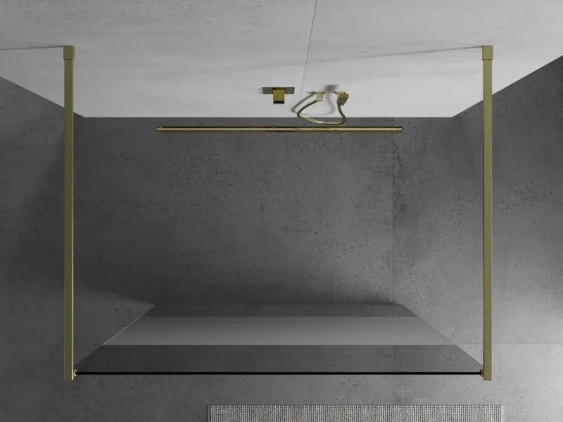 Mexen Kioto, sprchová zástěna Walk-In 120 x 200 cm, 8mm čiré sklo-námraza, zlatý matný profil, 800-120-002-55-35