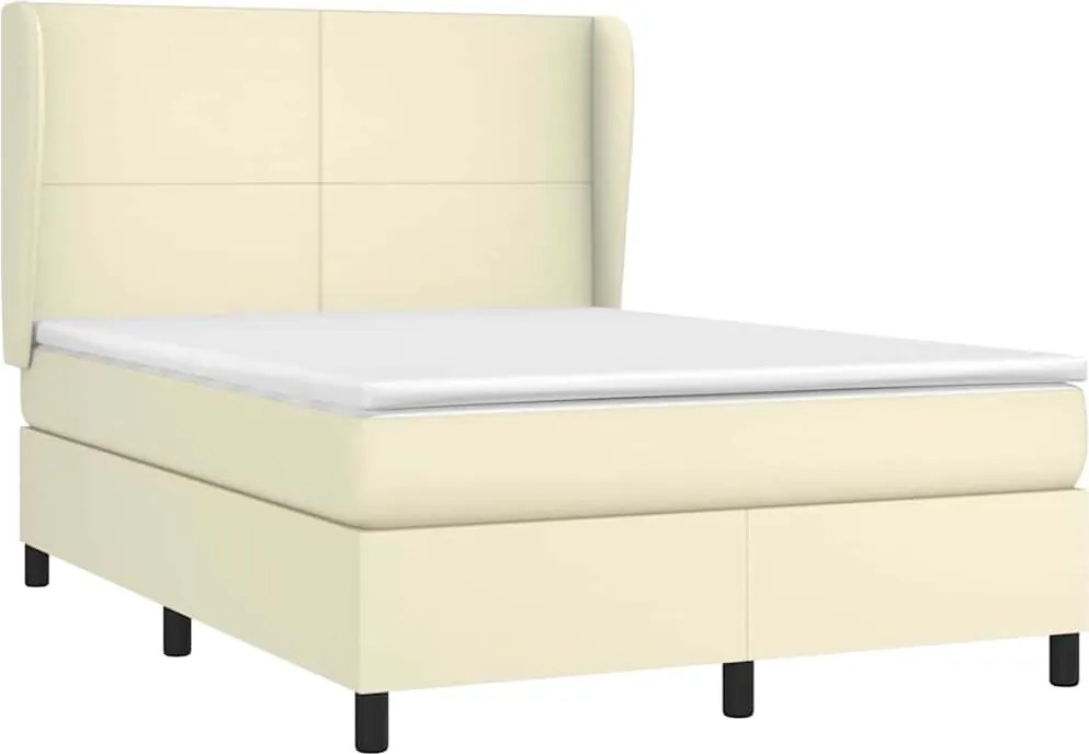 Box spring postel s matrací krémová 140x190 cm umělá kůže 3128909