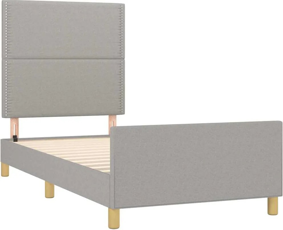 Rám postele bez matrace světle šedá 90 x 190 cm textil 3124936