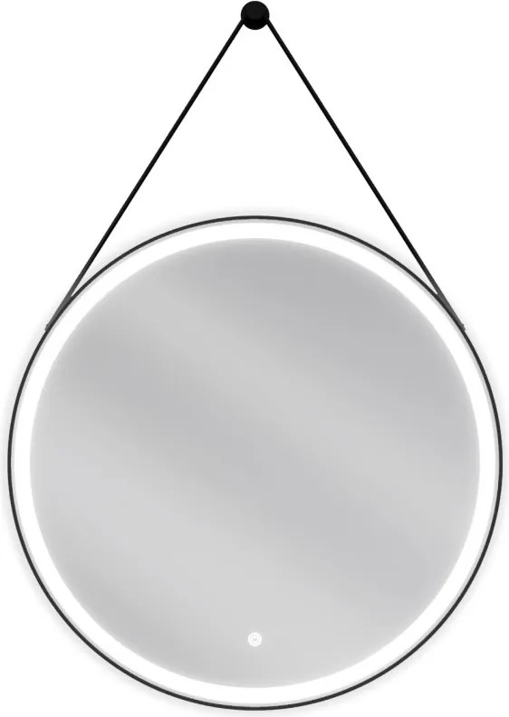 Mexen Reni koupelnové zrcadlo podsvícené, kulaté 70 cm, LED 6000K, odmlžování, černý rám - 9812-070-070-611-70