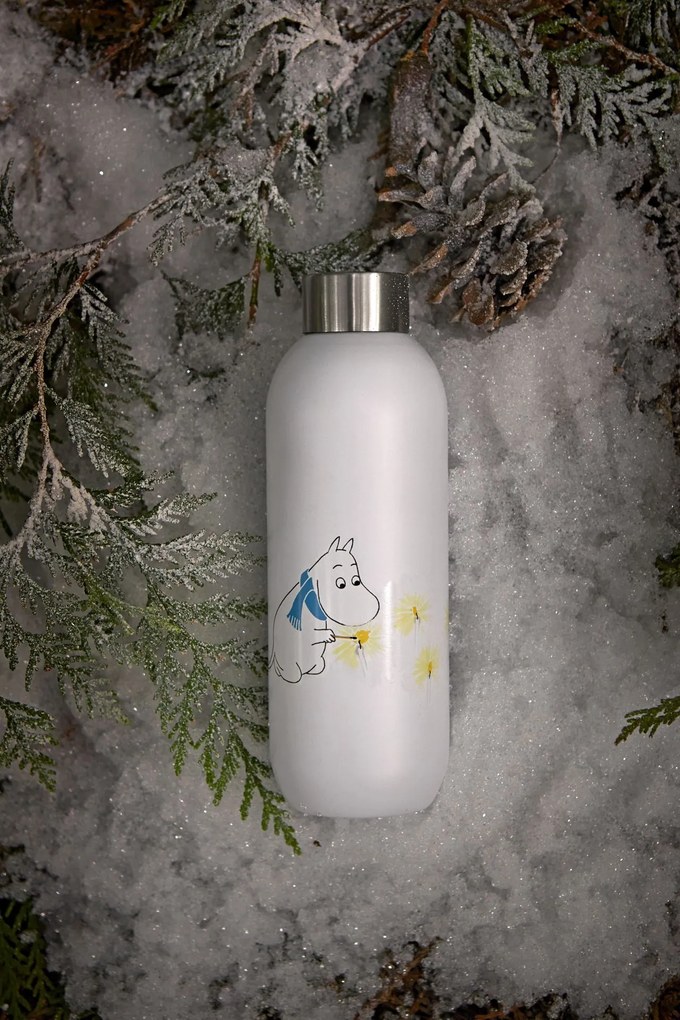 Stelton Nerezová lahev Keep Cool Frost Moomin 750 ml, bílá barva, kov