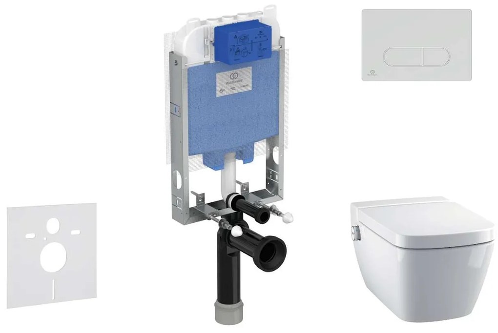 Ideal Standard ProSys - Set předstěnové instalace, sprchovací toalety a sedátka TECEone, tlačítka Oleas M1, Rimless, SoftClose, bílá ProSys80M SP130