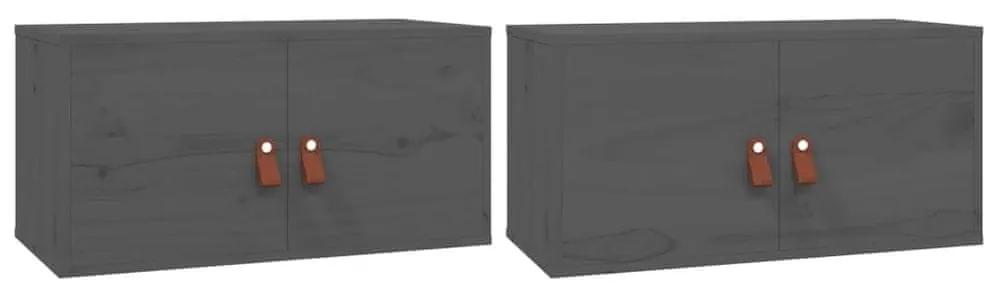 Petromila Nástěnné skříňky 2 ks šedé 60 x 30 x 30 cm masivní borové dřevo