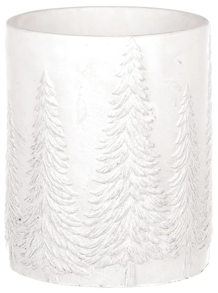 Váza betonová, motiv stromku, bílo-stříbrné GD624
