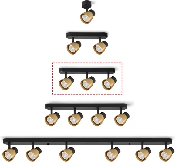 Brilagi - Bodové svítidlo NUGGET 3xGU10/30W/230V černá/zlatá