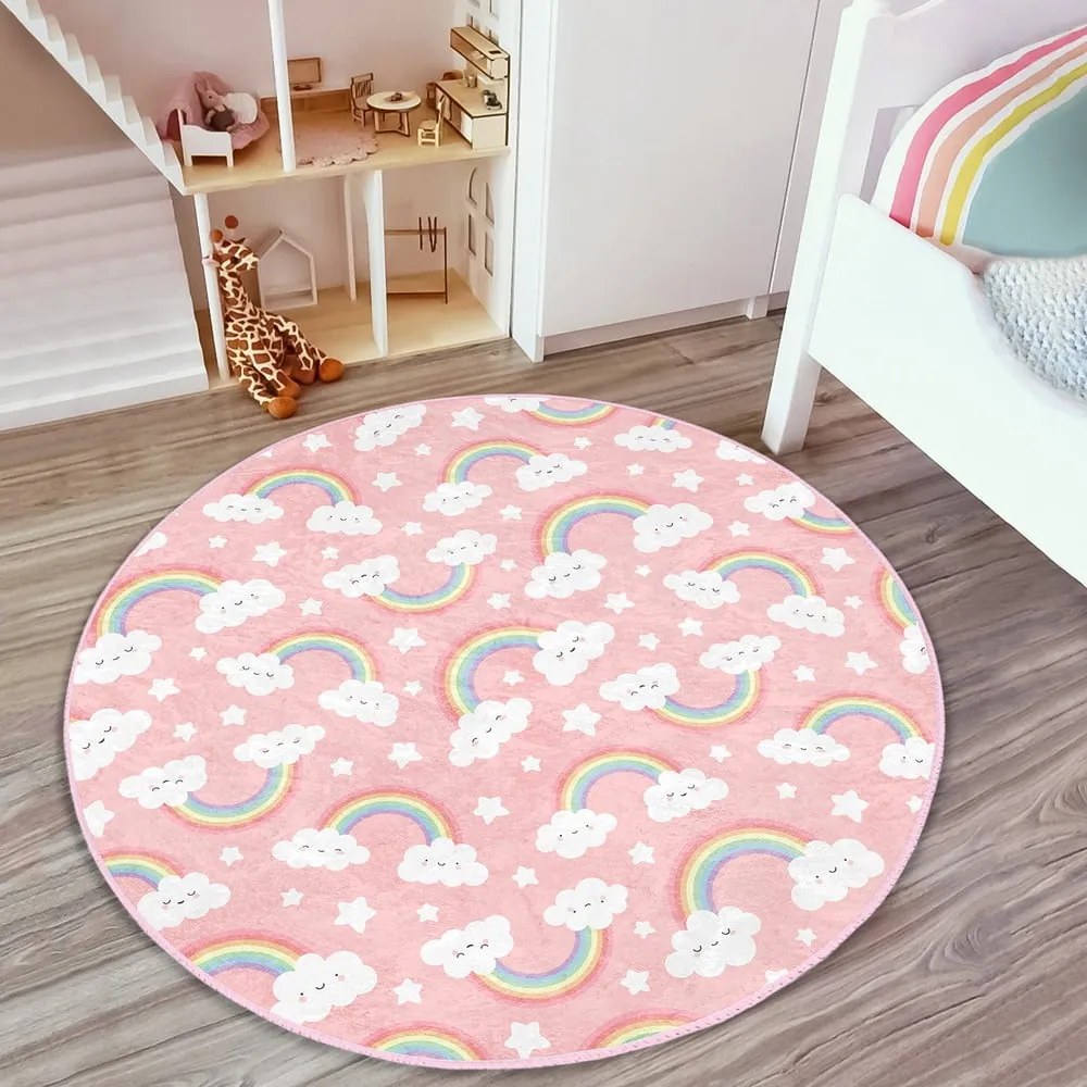 Růžový dětský koberec ø 120 cm Comfort – Mila Home