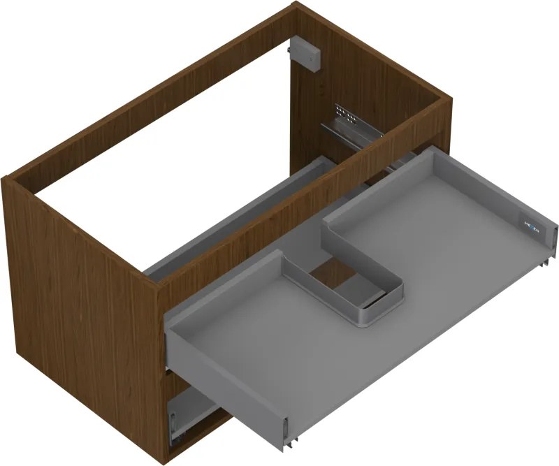 Mexen Box-A, závěsná skříňka 80 cm, 2 zásuvky, ořech, 91AX0-0800-470-2-86